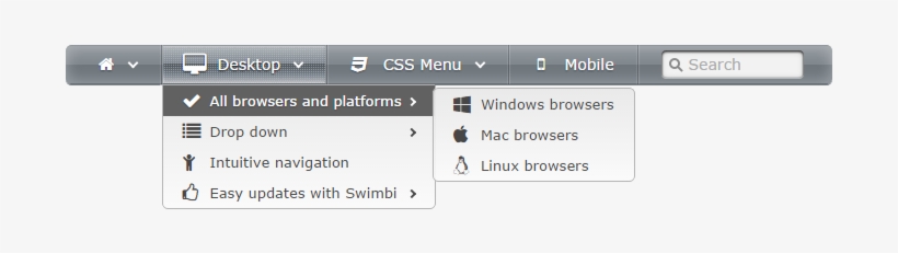 Apple Dark Css Menu - Css Menu Mac Style - 720x180 PNG Download - PNGkit