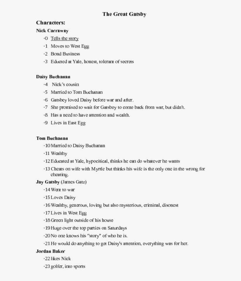 The Great Gatsbycharacters - Court Hearing Script - 850x1100 PNG ...