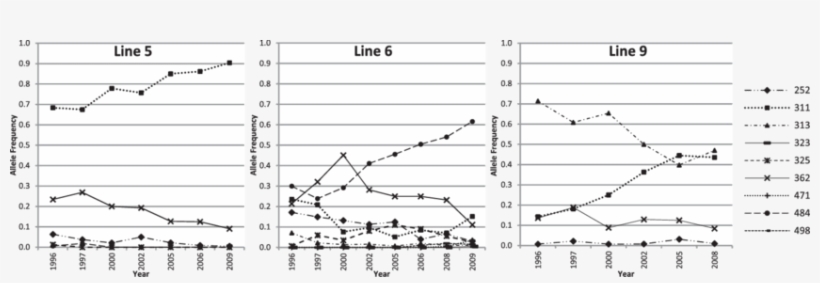 Lei0258 Allele Frequencies Over Time In Males Of Three - Plot - 850x252 ...