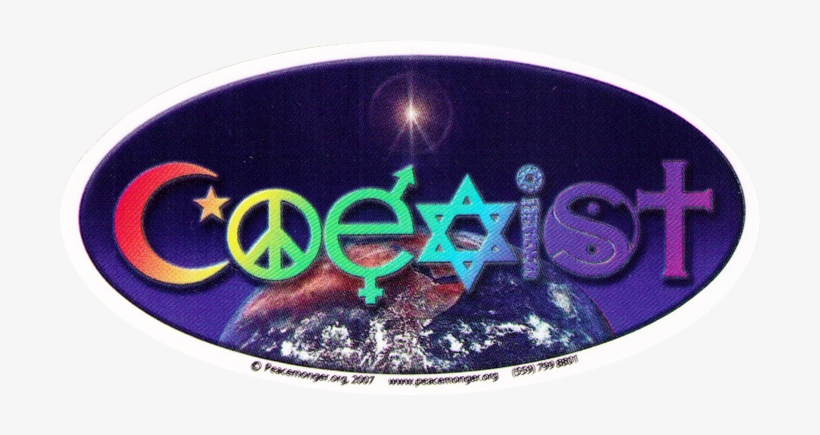 Coexist With Rainbow Lettering - Coexist Bumper Sticker - 700x355 PNG ...