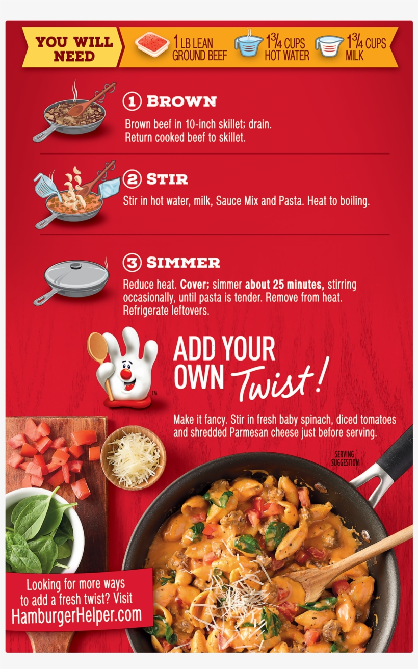 Betty Crocker Hamburger Helper, Cheesy Italian Shells - Hamburger ...