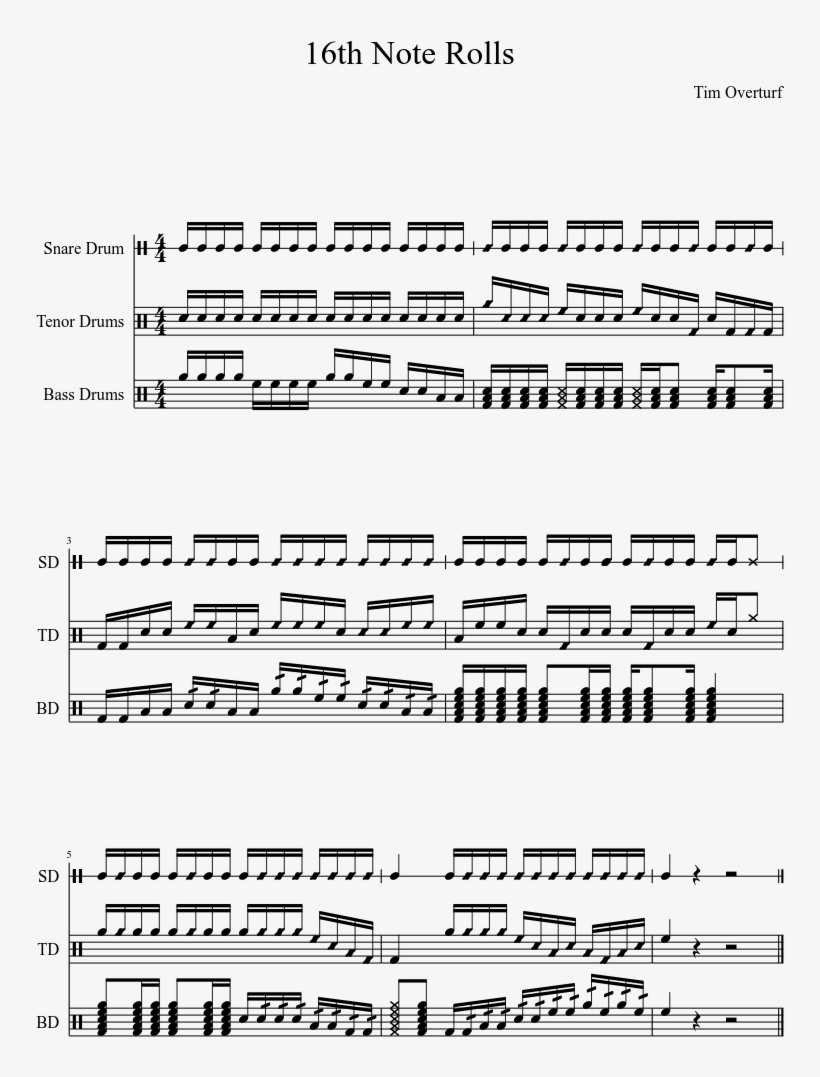 16th Note Rolls Sheet Music Composed By Tim Overturf - Music - 827x1169 ...
