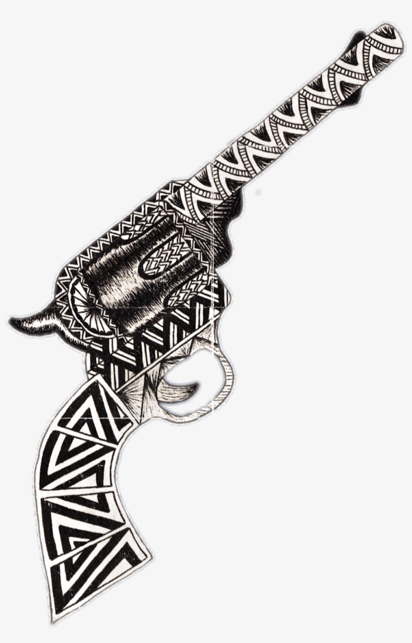 Download Transparent Drawn Gun Zentangle - Firearm - PNGkit