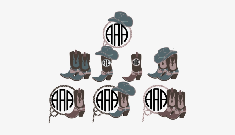 Cowboy Boots, Cowboy Hat Monogram Frame Svg Cut File - Monogram Svg ...