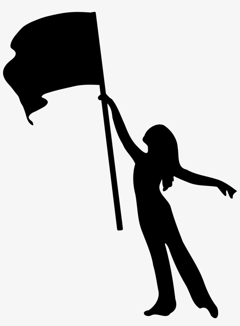 Clipart Flag Girl Silhouette Big Image Png - Color Guard Flag Png ...