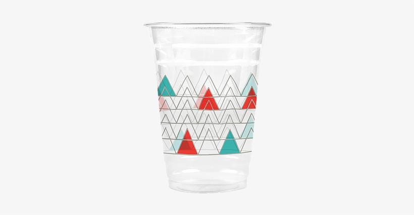 16 Oz Beverage Clear Plastic Cup Red Aqua Triangles - Plastic Cup ...
