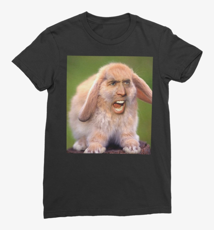 Download Transparent Nicolas Cage's Face On A Rabbit ﻿classic Women's ...