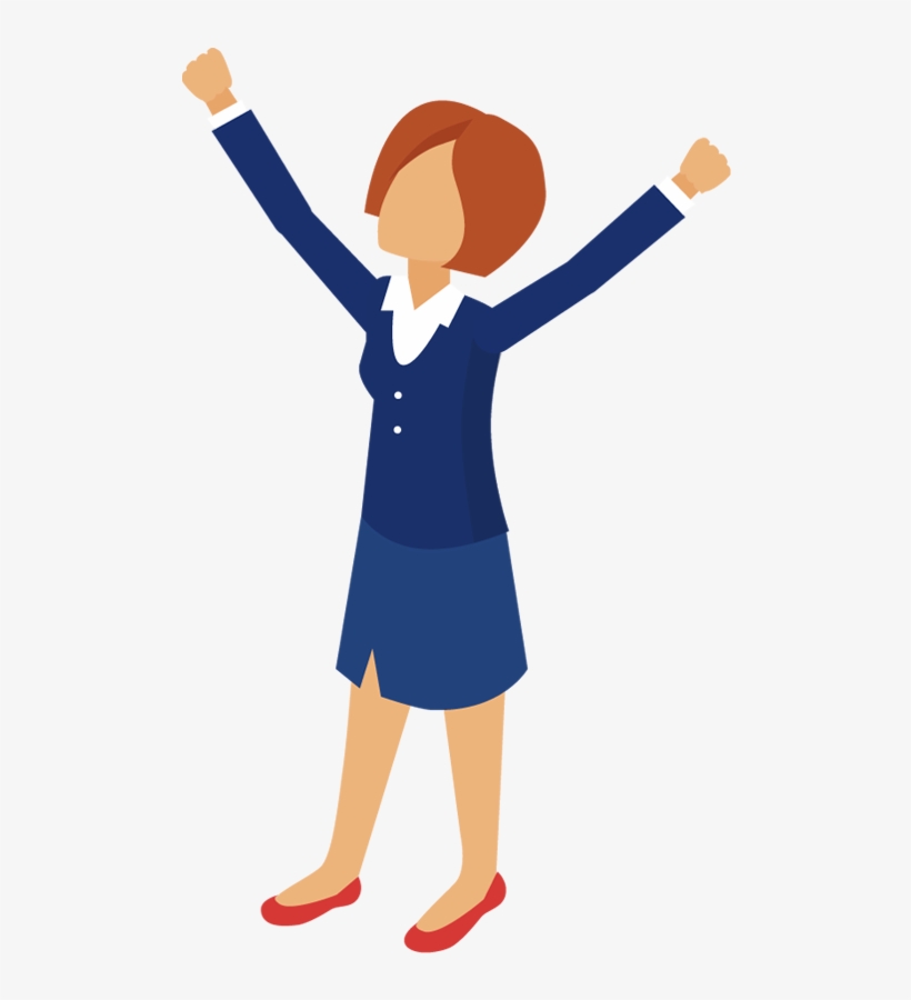 Cartoon Business Woman With Hands Up - 500x820 PNG Download - PNGkit