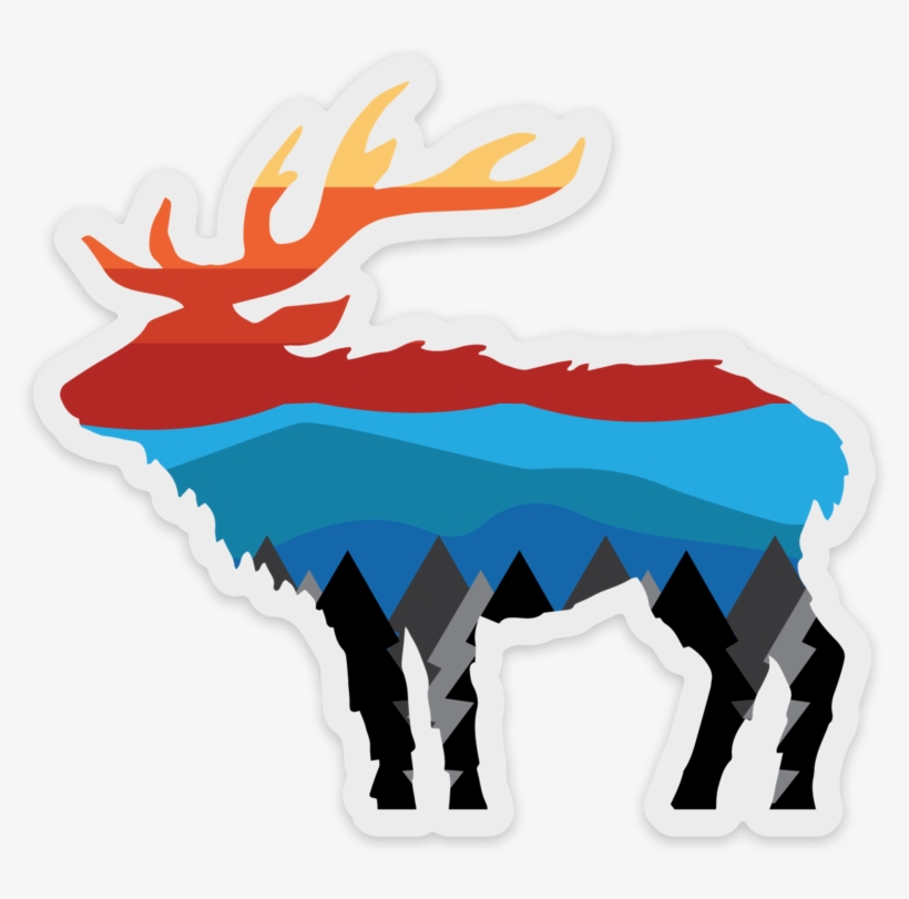71 Multi Color Mtn Range Elk Sticker - Elk - 821x768 PNG Download - PNGkit