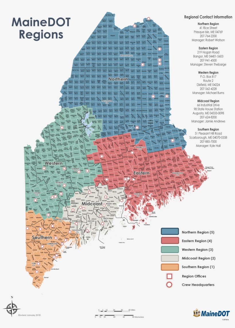 Download Transparent Maine Dot Regions Map - PNGkit