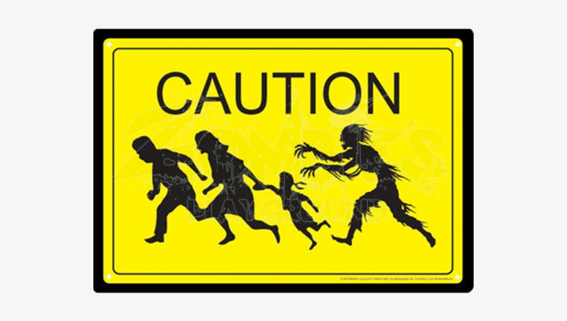 Zombie Caution Metal Sign - Poster Zombie - 550x550 PNG Download - PNGkit