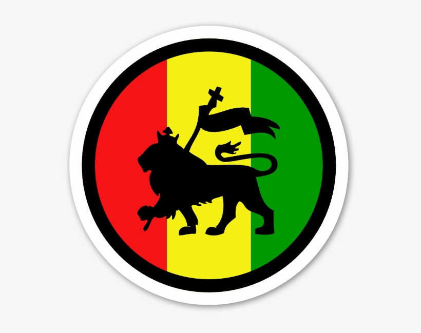 Rasta Lion Round Sticker - Leon Con Bandera Rasta - 600x600 PNG ...
