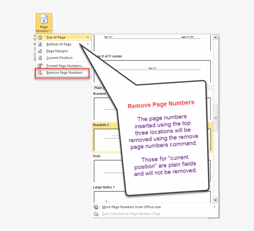 Sections / Headers And Footers / Page Numbers / Margins - Page ...
