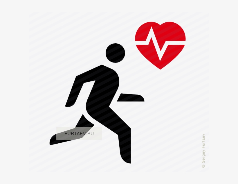 Vector Icon Of Heartbeat Near Running Man - Running Watch Icon ...
