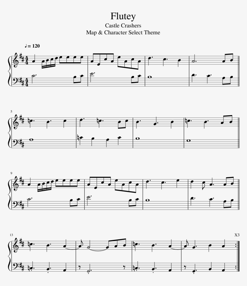 Flutey Sheet Music 1 Of 1 Pages - Sheet Music - 850x1100 PNG Download ...