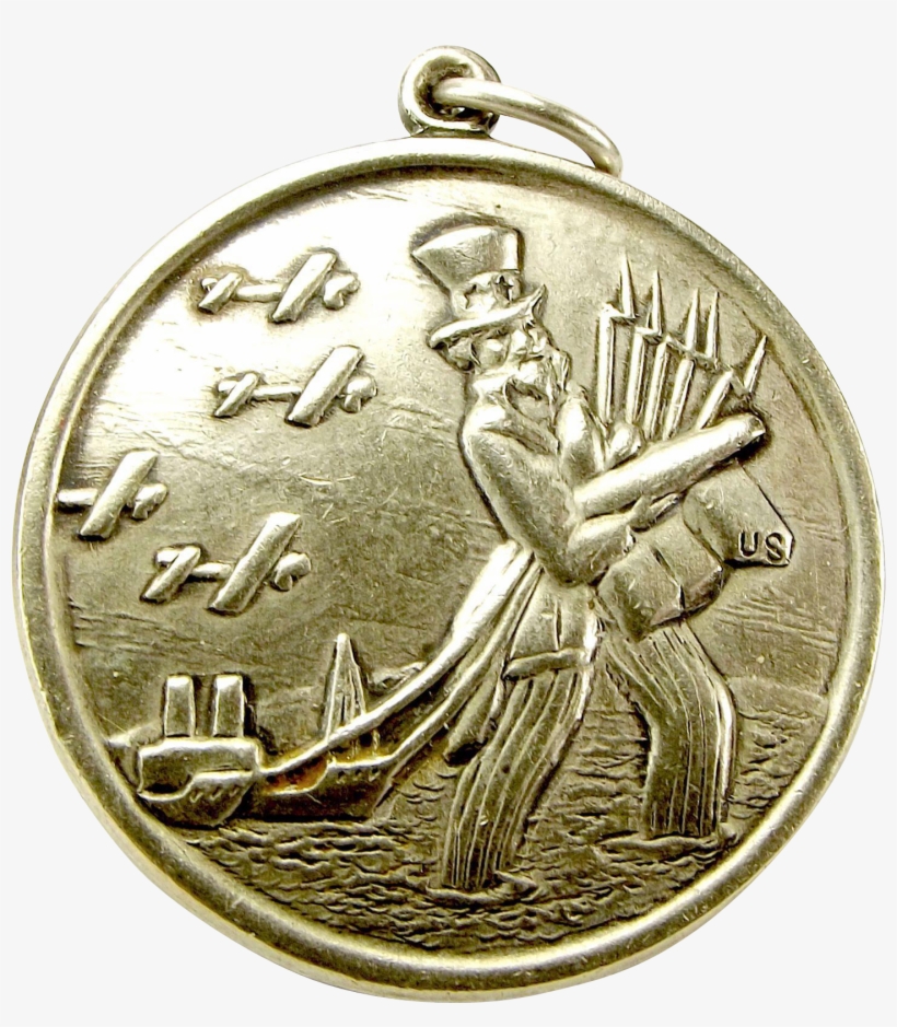 Vintage Us Silver Medal Uncle Sam Fob Pendant - Medal "for Life Saving ...