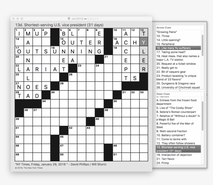 Friday Jan 29 2016 Nyt Crossword Puzzle Beginner Printable Easy