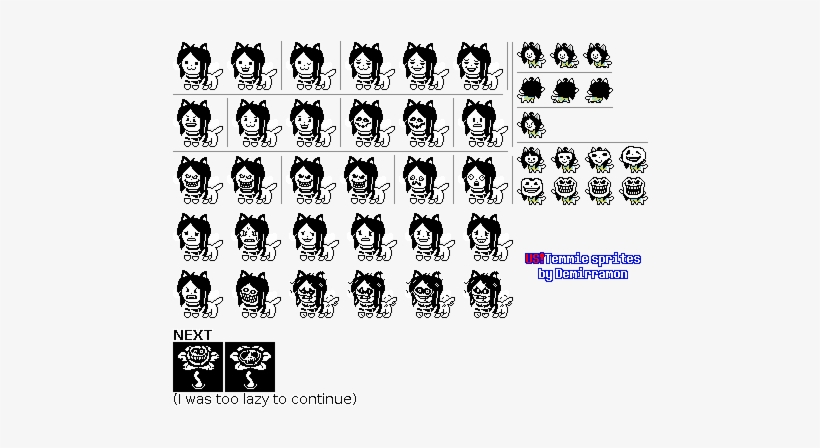 Underswap Temmie Sprite Sheet - Sprite - 483x380 PNG Download - PNGkit