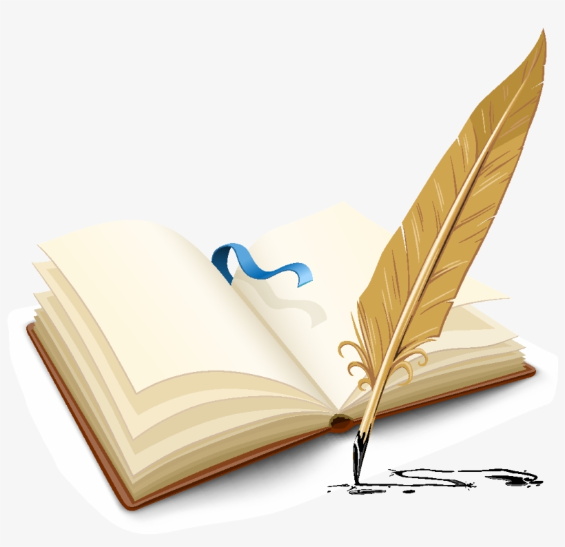 Cartoon Book Feather Pen Element - Book - 1772x1378 PNG Download - PNGkit