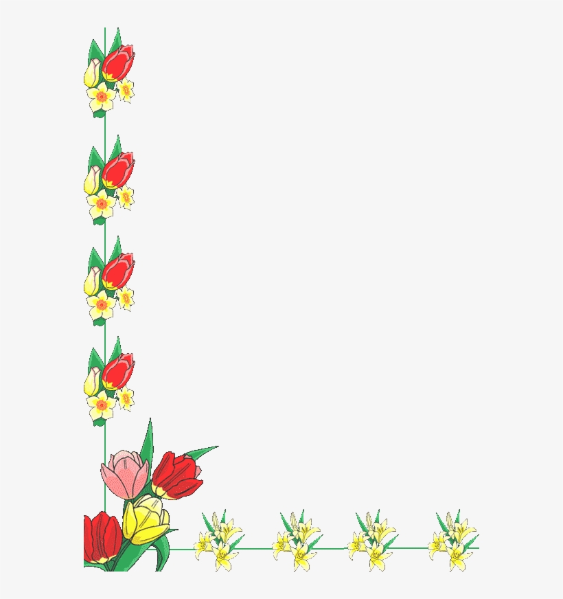 Flowers Left Side And Bottom - Side Borders - 576x792 PNG Download - PNGkit