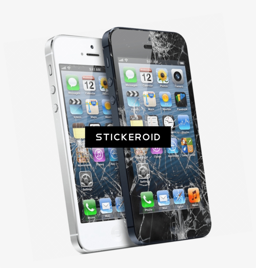 Two Iphone Broken Screens - Iphone 5g 16 Gb - 1048x1049 PNG Download ...
