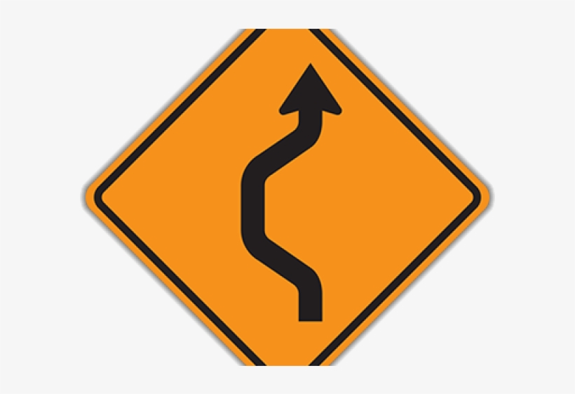 Curve Clipart Double Line - Yellow Diamond Double Reverse Curve Signs ...