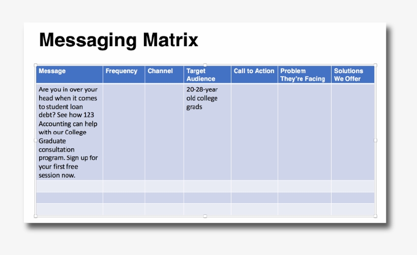In Your Template, It Could Look Something Like This - Message Matrix ...