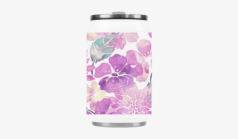 Pastel Watercolor Flower Pattern Stainless Steel Vacuum - Blue Green ...