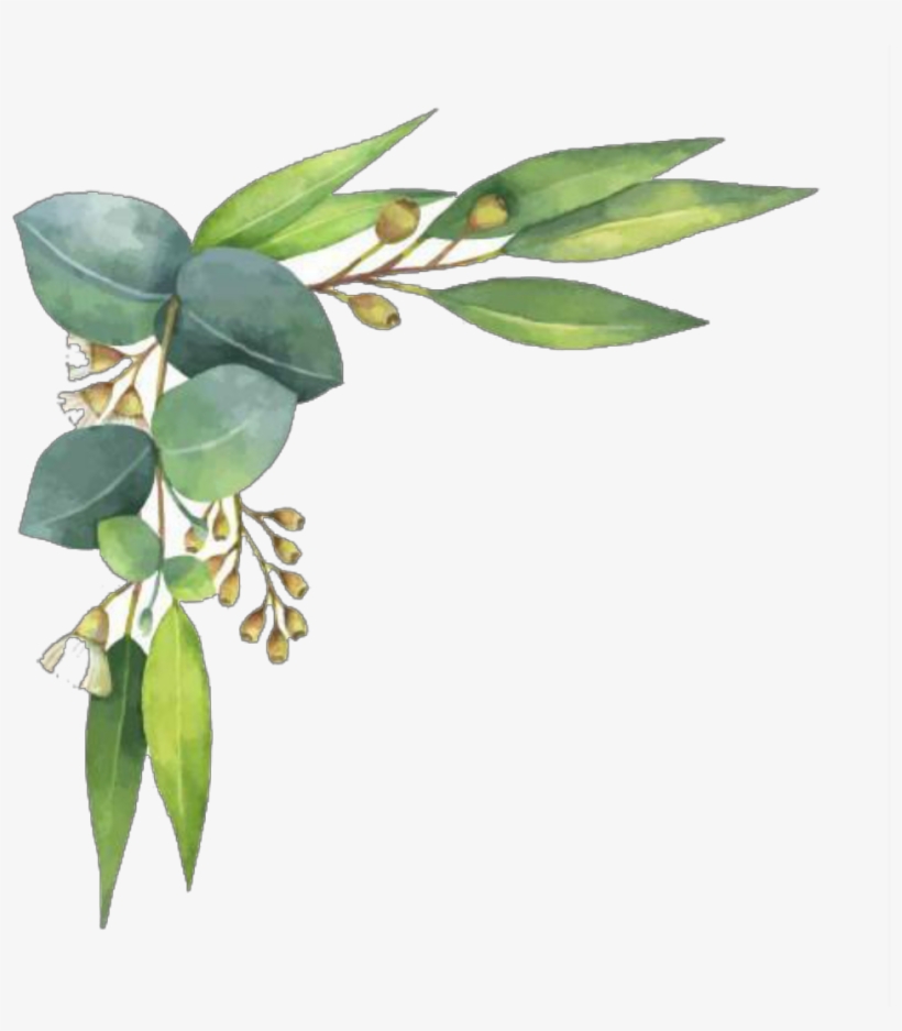 Ftestickers Watercolor Leaves Corner Border - Watercolor Leaf Border ...