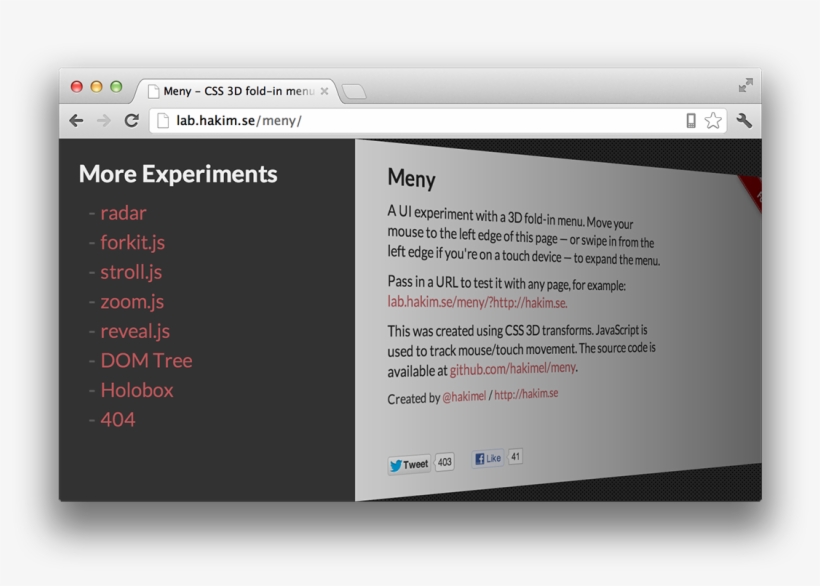 A Ui Experiment With A 3d Fold-in Menu - Css 3d Menu - 1120x751 PNG ...