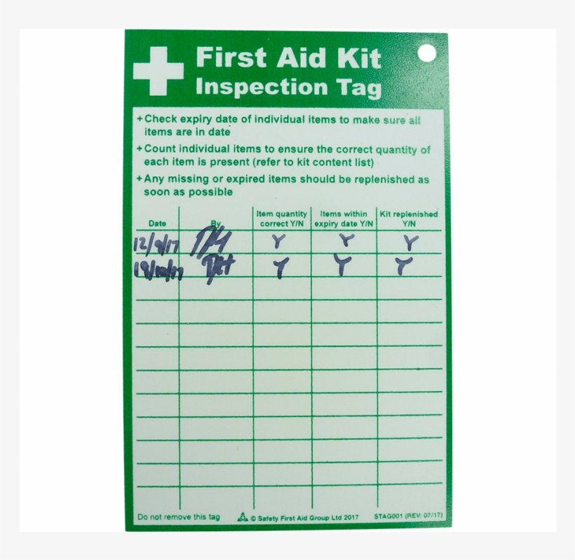 First Aid Kit Inspection Tag - 765x937 PNG Download - PNGkit