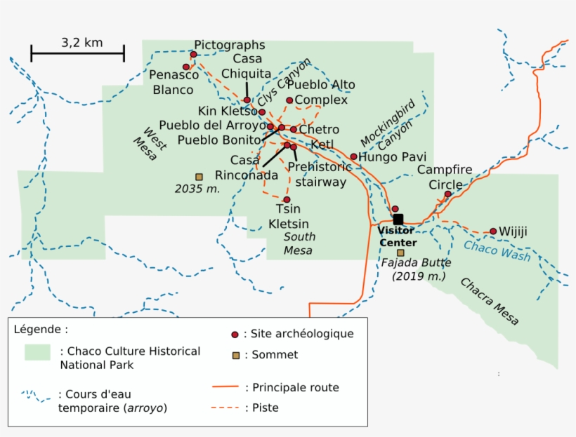 Carte Chaco Canyon 1 - Ancient Pueblo Bonito Map - 1053x745 PNG ...