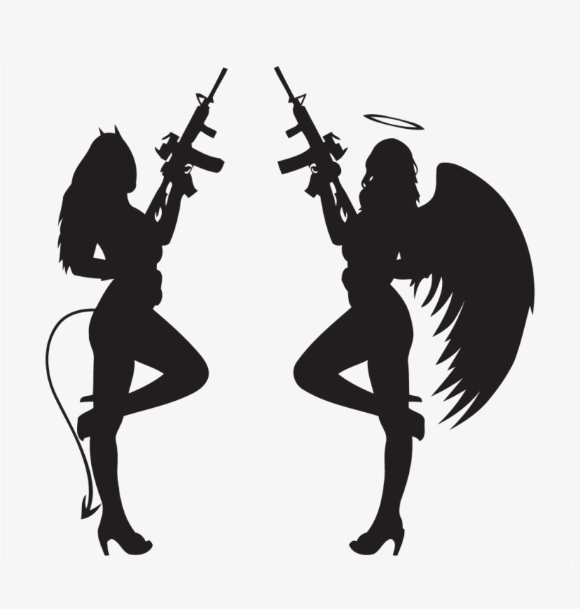 Devil & Angel With Long Guns Decal - Wall Decal - 1042x1042 PNG ...