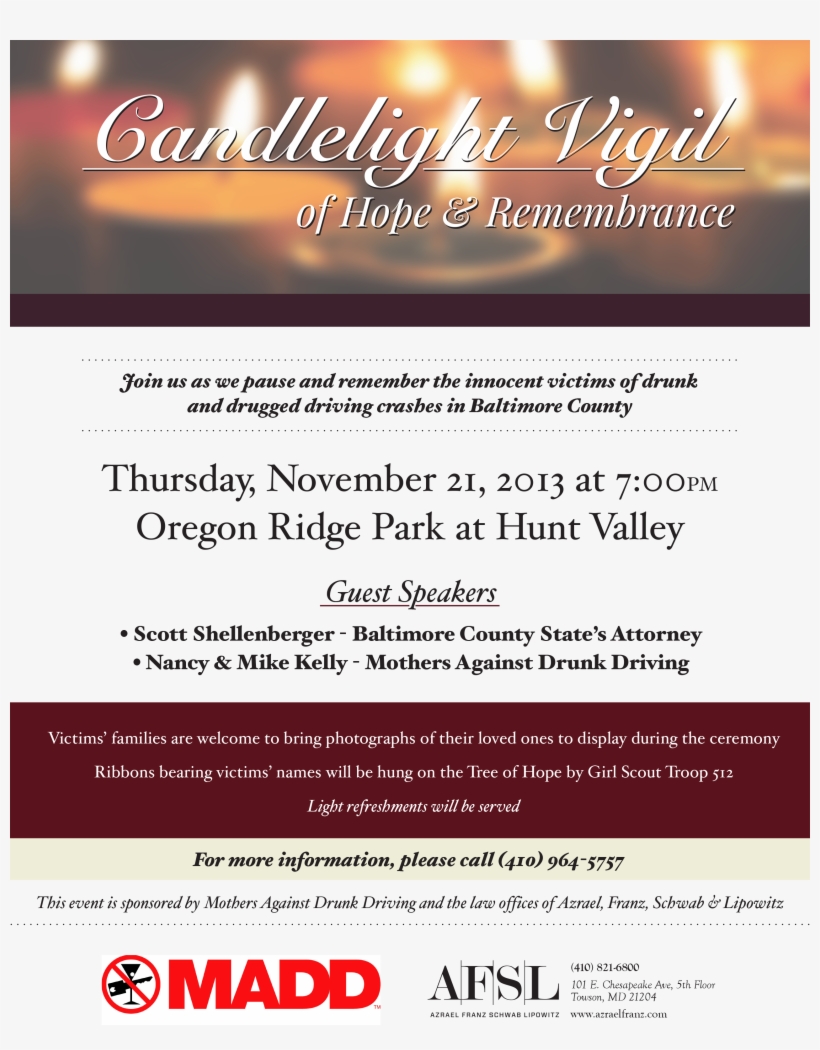 Candlelight Vigil Of Hope & Remembrance Ceremony - Remembrance Flyer ...