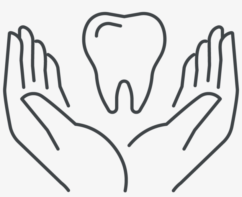 Two Hands Holding A Tooth Icon - Line Art - 916x702 PNG Download - PNGkit