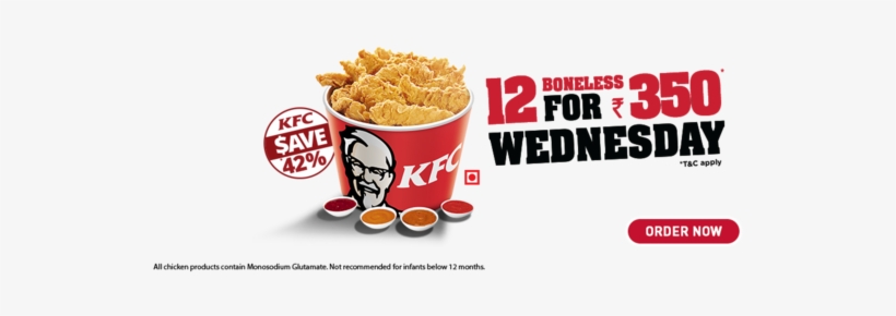 Kfc's Wednesday Special Get 12 Pcs Of Kfc's Boneless - Kfc - 650x249 ...