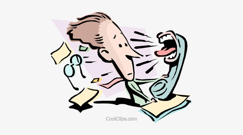Cartoon Man With Screaming Telephone Royalty Free Vector - Telephone ...