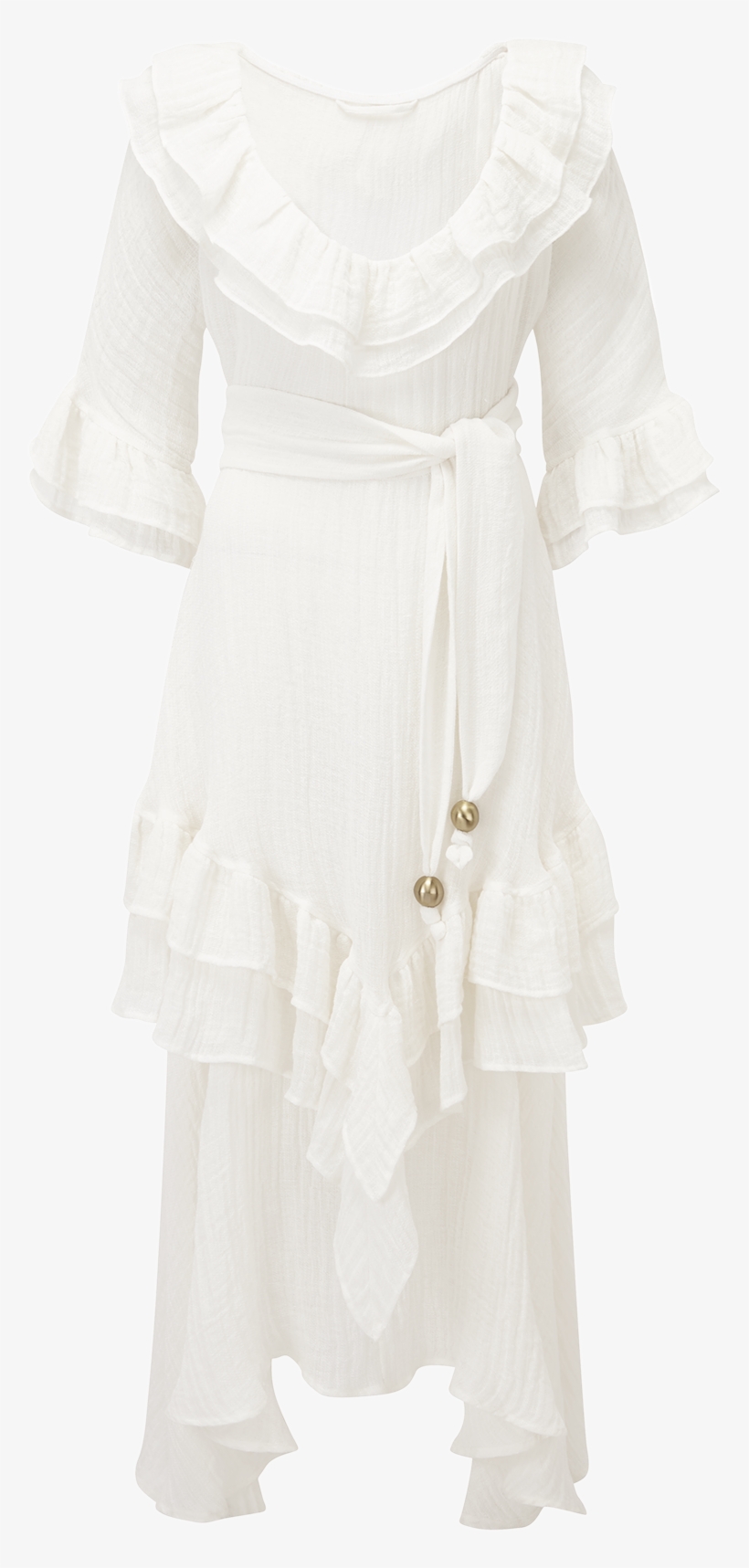 Laura White Gauze Ruffle Dress - Gown - 1200x1740 PNG Download - PNGkit