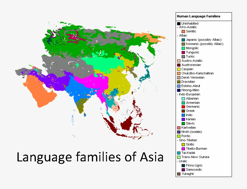 Language Families Of Asia - Languages Of Asia Map - 738x575 PNG ...