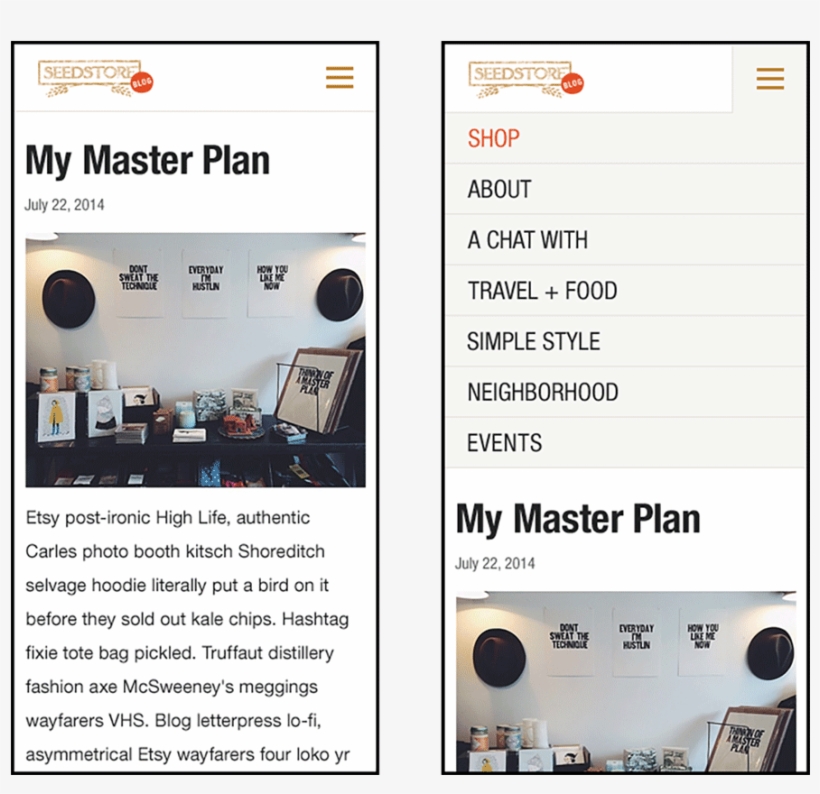 Blog Mobile View With Nav Expanded - Creative Director - 1000x825 PNG ...