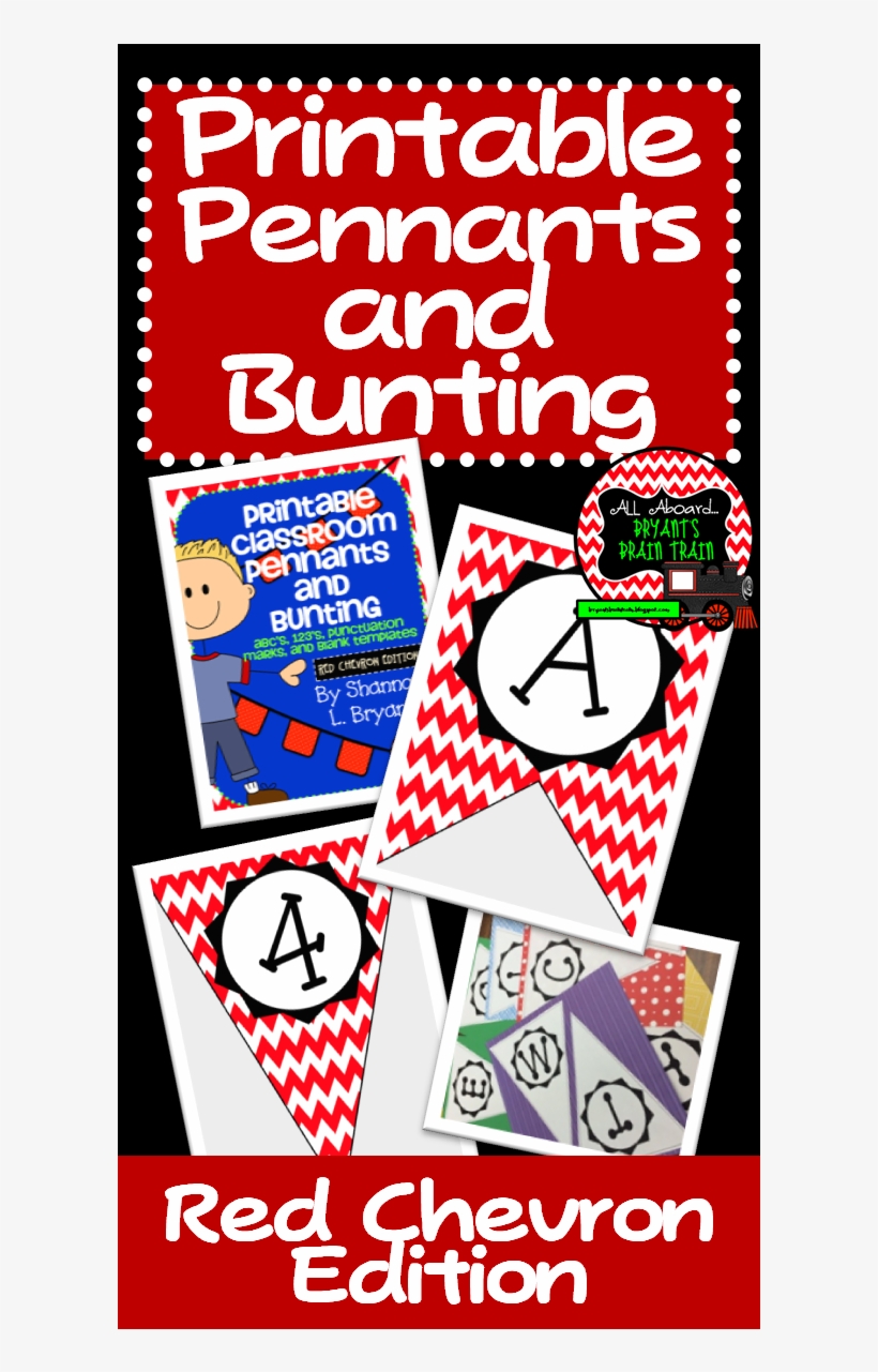 Printable Pennants And Bunting Red Chevron Letters, - Baseball ...