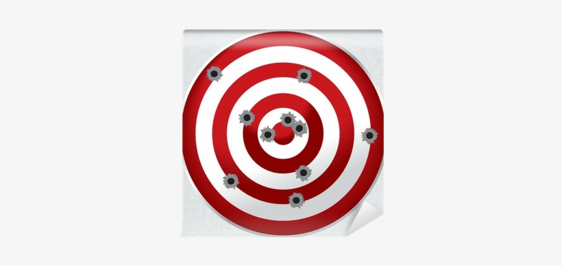 Shooting Range Gun Target With Bullet Holes Wall Mural - Bullseye ...