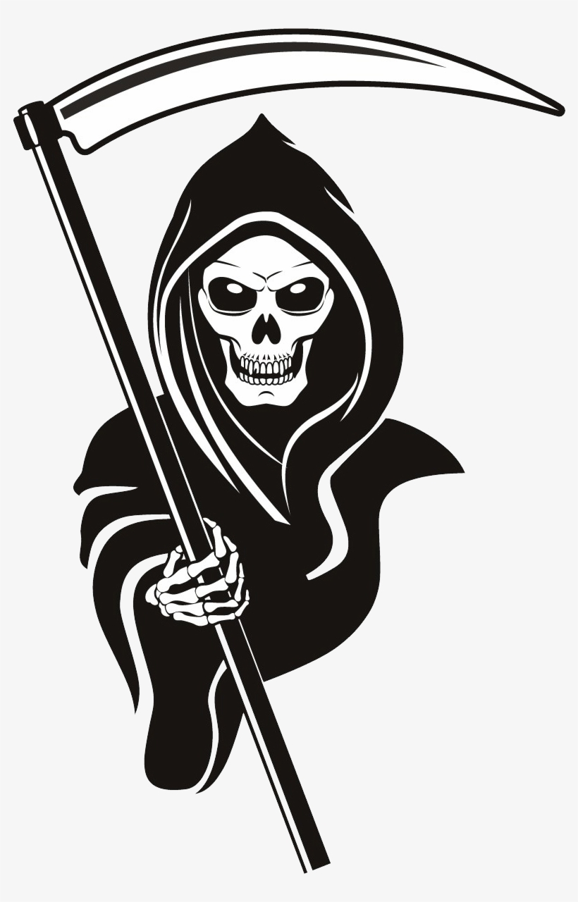 Racing Grim Reaper Skull Chequered Flags Car Sticker - 784x1200 PNG ...