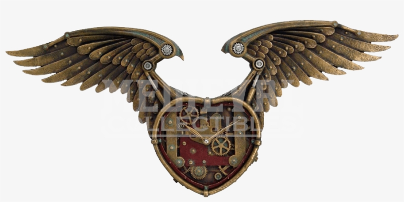 Steampunk Winged Heart Clock - Steampunk Winged Clock - 936x936 PNG ...