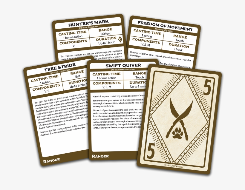 •contains All 46 Ranger Spell Cards From Levels 1 To - D&d Next: Ranger ...
