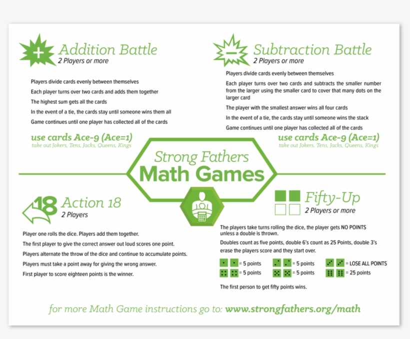 Math Games Handout En Day-of Printable - 1000x792 PNG Download - PNGkit