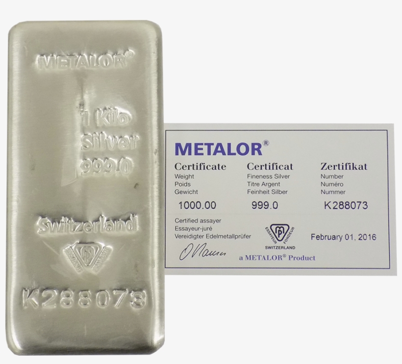 Pre-owned Metalor 1kg Silver Bar - Metalor - 900x900 PNG Download - PNGkit