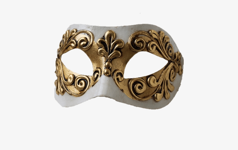 Colombina White & Gold Italian Mask - Mask - 500x500 PNG Download - PNGkit