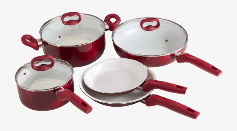 Red And White Pot And Pan Cookware Set - Ecolution Bliss 8piece Non ...