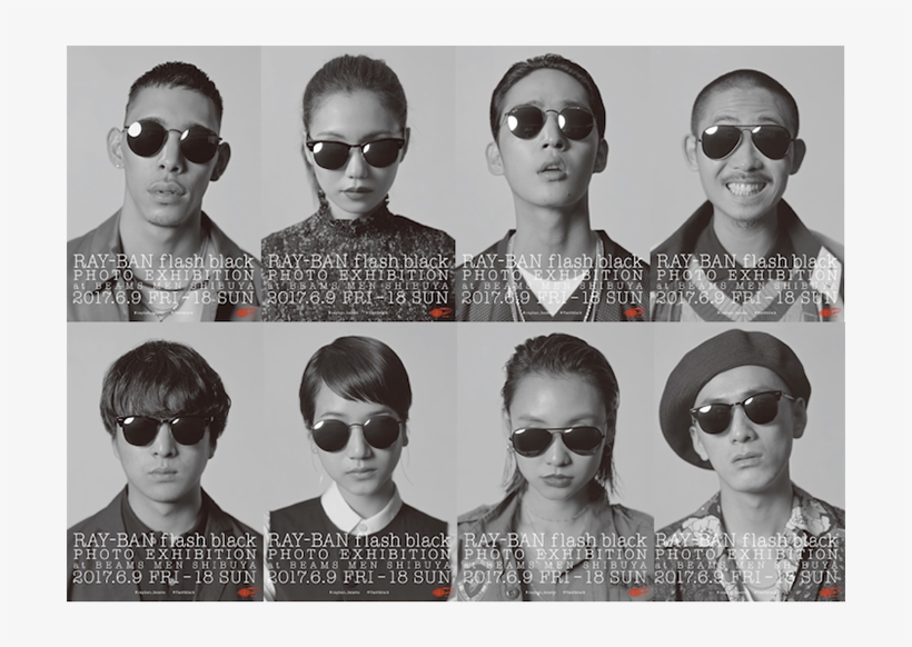 Ray-ban Flash Black Photo Exhibition By Beams2 - Collage - 700x700 PNG ...